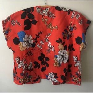 Vintage | Jackets & Coats | Vintage Red Cropped Mini Jacket With Floral ...